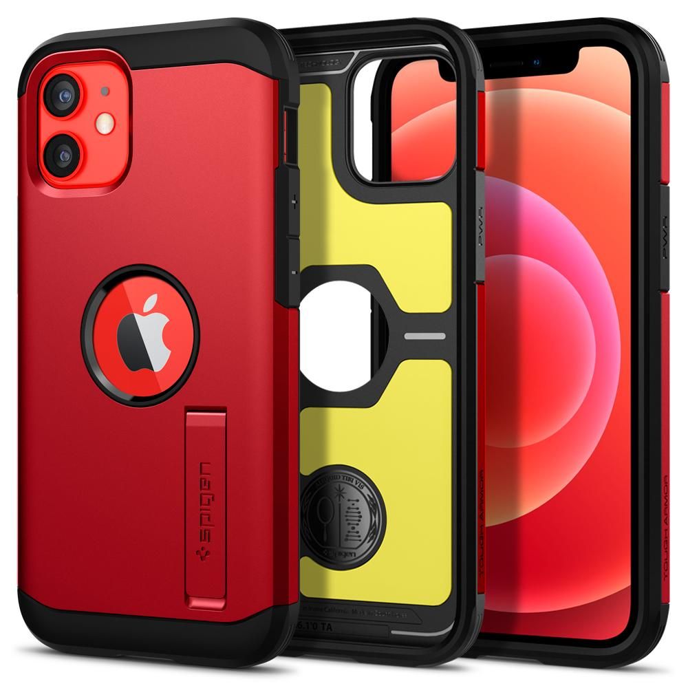 iPhone 12 mini Spigen Tough Armor tok kihajtható támasszal piros ...